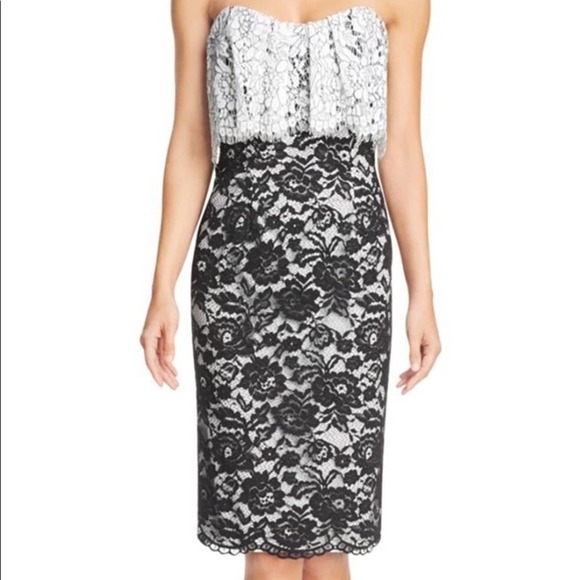 Black Halo Dresses Black Halo Colorblock Lace Midi Cocktail Dress